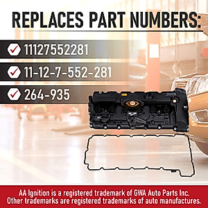 Replacement Engine Valve Cover with Gasket - Compatible with BMW - 2007-2013 - 2.5L, 3.0L - N51 & N52 Engines, 128i, 323i, 328i, 328xi, 525xi, 528i, 528xi, 530i, 530xi, X3, X5, Z4 Replaces 11127552281