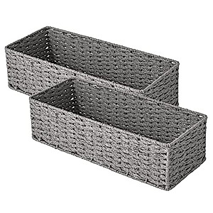 StorageWorks 2-pack Round Paper Rope Storage Baskets + 2-pack Bathroom Storage Organizer Basket