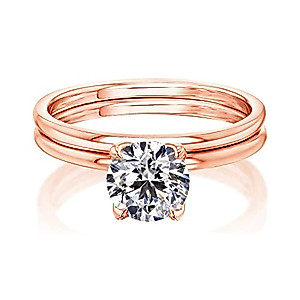 1 Carat IGI Round Floating Tulip Solitaire Bridal Set - 7.0 / yellow-gold / DE