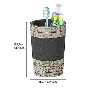 nu steel Rustic (Set of 4) Bath Accesory Set in Real Cement and Stone: Includes Soap Dish, Toothbrush Holder, Tumbler, Soap/ Lotion Dispenser