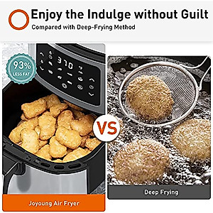 Joyoung JY-570 5.8 Quart Stainless Steel Multi Tasker Detachable Double Basket Air Fryer with LED Touchscreen and 8 Built In Smart Programs, Black
