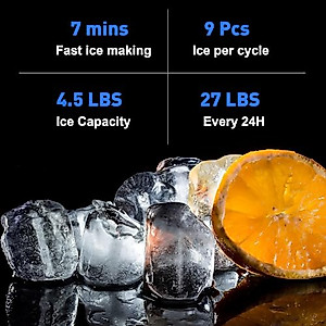 3 in 1 Water Dispenser with Built-in Ice Maker, Top Loading Water Cooler Dispenser for 3-5 Gallon Bottle with a Scoop, 3 Temps, Child Safety Lock, ETL Listed, Black