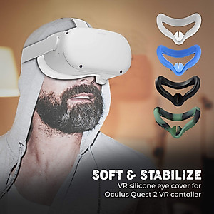VR Silicone Cover for Oculus Quest 2 - Washable Sweat-Proof Anti-Leakage Light Blocking (Grey)