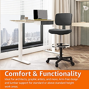 Amazon Basics Mid-back Mesh Office Drafting Chair Stool with Adjustable Footrest