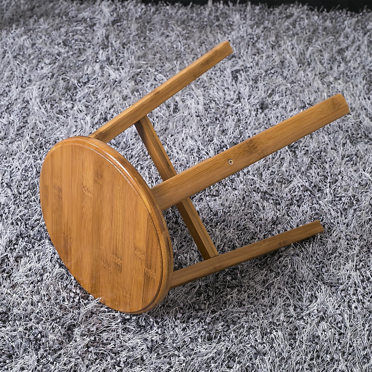 XXYOUPIN Little Wood Stool 8.2 Inch Step Stool Bamboo Seat Stool Milking Stool, Anti Slip Small Short Stool for Adults, Shoe Changing, Home,Bedside Small Plant Stand Outdoor Stool(Natural)