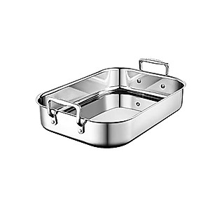 Le Creuset Stainless Steel Roasting Pan with Nonstick Rack, 14" x 10"