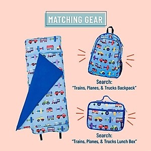 Wildkin 12 Inch Backpack Bundle with Original Nap Mat (Trains, Planes & Trucks)