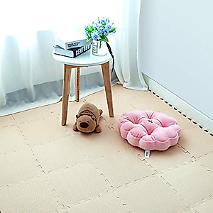 meiqicool Foam Play Mat Thick Soft EVA Interlocking Foam Floor Mats Children Yoga Exercise Multi Jigsaw Puzzle Blocking Board Kids Playmats Play Beige 18 piece J