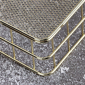 Wire Mesh Basket, Golden Iron Storage Basket Multifunctional Wire Mesh Desktop Storage Organizer for Home (S)