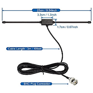 Bingfu Police Radio Scanner Antenna 20-1300MHz Adhesive Mount BNC Male Dipole Antenna Vehicle Ham Radio Amateur Radio Mobile Scanner Antenna Compatible with Uniden Bearcat Whistler Radio Shack Scanner