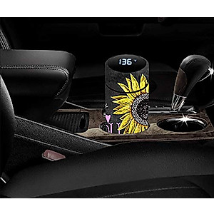 GCOCL Stainless Steel Water Bottle with Temperature Display Thermo Flask 17oz(Sunflower), 9