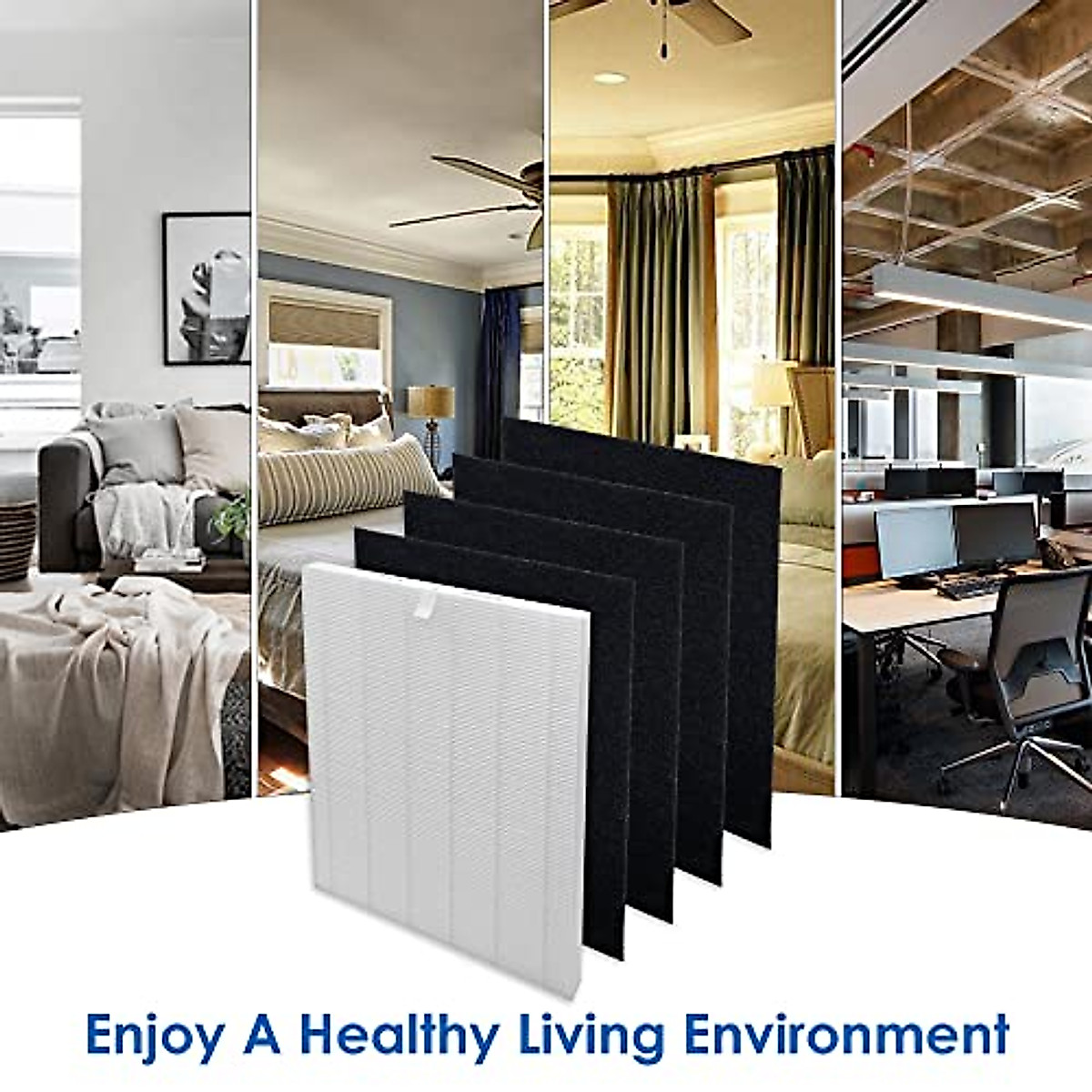 Flintar D360 H13 True HEPA Replacement Filter D3, Compatible with Winix D360 Air Purifier, H13 Grade True HEPA and 4 Activated Carbon Filters, Item Number 1712-0101-02, D3 Filter