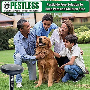 Pestless Upgraded Ultrasonic Pest Repeller - Deterrent for Moles, Gophers, Snakes, Mice - Safe, Humane, Solar Powered Outdoor Rodent Repellent for Garden, Lawn, Yard (4)