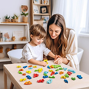 issray Wooden Puzzles for Toddlers, Preschool Animal Puzzles Montessori Toys for 1 2 3 Year Old Boys Girls, Educational Toys with 4 Animal Patterns, Christmas Birthday Gifts for Kids