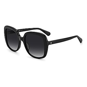 Kate Spade New York Women's Wenona/G/S Square Sunglasses, Black/Gray Shaded, 56mm, 22mm
