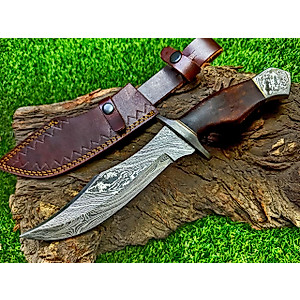 Handmade Damascus Steel 13 Inches Bowie Knife - Solid Perfect Grip Handle