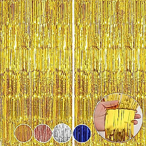 Glitter Champagne Gold Dots + 2 Packs of Foil Fringe Backdrop