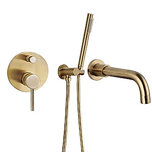 SYLKWOR Bathroom Taps, Bathtub Faucets and Shower Heads Shower Set Mixer Valve Function Bathtub Mixer Taps Hot and Cold Wall Mounted Bathroom Shower Faucet with Hand Interestilife/D.2