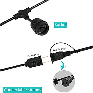 JONATHAN Y JYL8702A Indoor Outdoor Rustic Industrial LED S14 Edison Buld String Lights Garden Patio Backyard Porch Balcony, 48 ft. 15-Light, Black