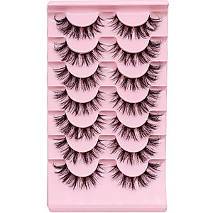 Fyonas Lash Clusters Cat Eye Lashes Lash Extension Wispy False Eyelashes 7 Pairs 3D Faux Mink Lashes Fluffy&Volume Lashes Pack | Lash Clusters 06