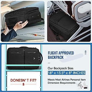 MATEIN Travel Backpack, 40L Flight Approved Carry on Hand Luggage, Water Resistant Anti-Theft Business Large Daypack Weekender Bag for 17 Inch Laptop, Black