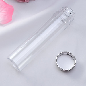 UEETEK 15pcs 110ml Flat-Bottomed Plastic Clear Test Tubes with Screw Caps Candy Cosmetic Travel Lotion Containers