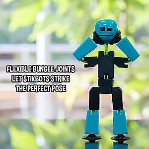 Zing Stikbot Family Pack, Set of 6 Stikbot Collectable Action Figures, Includes 2 Stikbots, 2 Junior Stikbots, 1 Dog, and 1 Cat, Stop Motion Animation - in Eco-Friendly Packaging