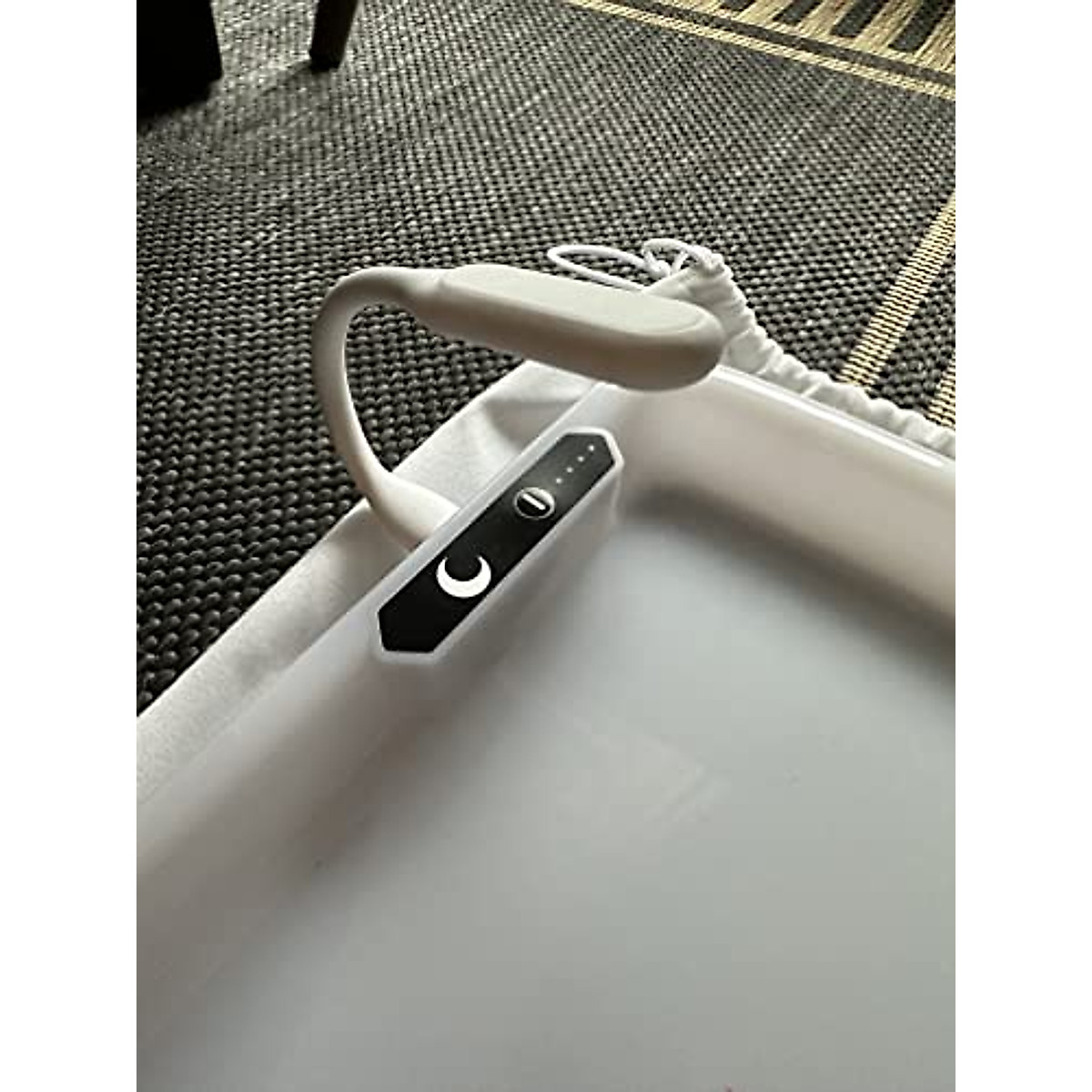 Brando Moon White LED Tray with Built in Grinder and Night Light - Glow Light Up Tray 7 Colors - Rechargeable and Smooth Round Edges