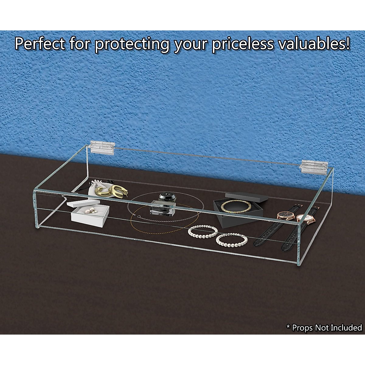 Acrylic Locking Display Case with Keys 16" x 10" x 3" Clear Countertop Flat Rectangular Tray with Lid for Tradeshows Expos Flea Markets and Swap Meets by Marketing Holders