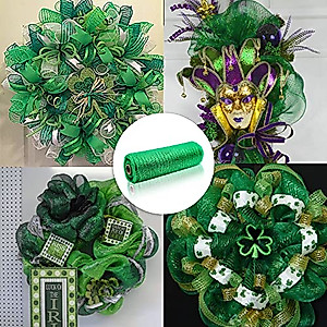 2 Rolls Emerald Green Deco Mesh Ribbon 10 in x 30 ft Mesh Ribbon for St. Patrick's Day DIY Wreath Supplies Party Christmas Tree Decorations Poly Mesh Gift Wrapping Bows