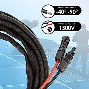 Solar Extension Cable With Male and Female Connectors - 30Ft 10AWG(6mm²), Solar Panel Wire Adapter for Home, Twin Wire Solar Panel Extension Cable, RV Solar Panels, and shop
