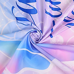 Likiyol 4 Pcs Mermaid Shower Curtain Sets with Non-Slip Rugs, Toilet Lid Cover and Bath Mat, Pink Girls Shower Curtain with 12 Hooks, Ocean Shower Curtains for Bathroom