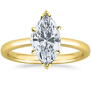 1/2 Carat GIA Certified 14K Yellow Gold Solitaire Marquise Cut Diamond Engagement Ring (0.5 Ct I-J Color, VVS1-VVS2 Clarity)