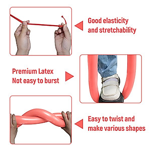 100Pcs Peach Colour 260 Balloons, Thickening Latex Peach Colour 260q Balloons for Animal Model, Long Twisting Balloons for Halloween Xmas Presents, Animal Shape Weddings, Birthdays Clowns.