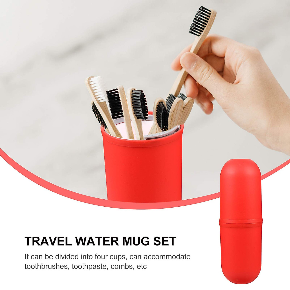 MILISTEN Toothbrush Covers Travel Toothbrush Case, Portable Toothbrush Holder, Toothpaste Cup Holder for Trips and Daily Use, Red Toothbrush Container