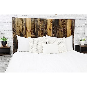 Barn Walls Dark Brown Headboard, Rustic Design, Solid Wood Headboard, Floating Panels, Wall Mount, Adjustable Height, Easy Assembly, Queen Size