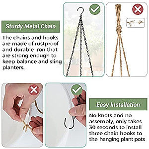 T4U Hanging Planter Self Watering 8 Inch, 2 Pack White Indoor Outdoor Hanging Plant pots, Hanging Flower Pot with Drainage Hole & Plug & Chain with 3 Hooks for Garden Home Decor