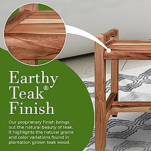 EcoDecors Eleganto Shower Stool 20" Natural Teak Wood Shower Bench with LiftAide Arms Wooden Seat Shower Stool in Earthy Teak Finish