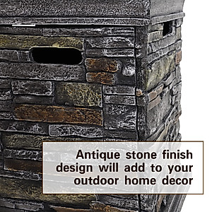 Propane Fire Pit 30,000 BTU Round Firepit Outdoor Gas Fire Pit for Patio Garden Camping Outdoor Fireplace Heating Terrafab Base with Lava Rocks and Waterproof Cover