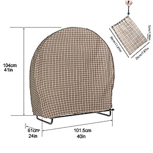 WBLCDH 40 inch Firewood Cover, 210D Oxford Cloth, Khaki, Storage Rack