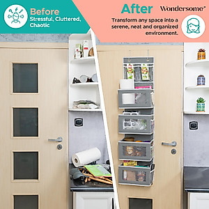 Wondersome Over the Door Organizer - Clear Mesh Window Hanging Storage Rack - Closet/Wall Organization for Bedroom, Bathroom, Kids Room - Space Saving Shelves for Clothes, Shoe, Towel - US-Based Brand