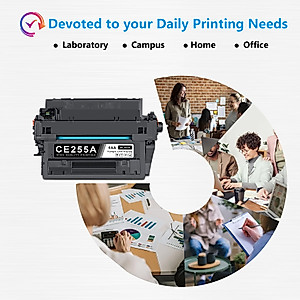 55A Black Toner Cartridge with Chip (2-Pack) | Replacement for HP 55A Works with Laser Enterprise 500 MFP M525 Series, Laser Enterprise P3015 Series, Laser Pro MFP M521 Series Printer Ink | CE255A-2PK