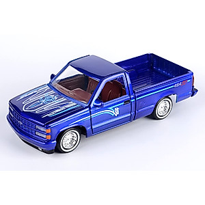 All Star Toys Motormax 1992 Chevy 454SS Pickup Lowrider Truck Candy Blue 1/24 Diecast Model Exclusive Get Low 79036