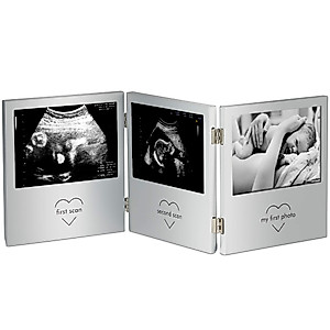 VonHaus Triple Sonogram Picture Frame for Keepsake Ultrasound Pregnancy Scan Images and Baby Photos