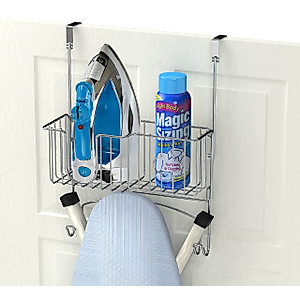 Simple Houseware Over-The-Door/Wall-Mount Ironing Board Holder, Chrome