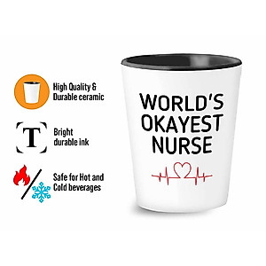 Bubble Hugs Nurse Shot Glass 1.5oz - World's Okayest Nurse - Funny Quotes Nurse Practitioner Paramedic RN LPN CNA Gift for Birthday Graduation
