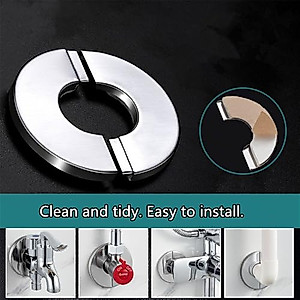 Stainless Steel Wall Split Flange Self-Adhesive tape Round Escutcheon Various pipes Plate Cover for Water Pipe Faucet Decoration Accessories (32mm/1.26in)