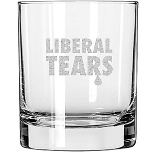 Patriots Cave Liberal Tears | Laser Etched 11 oz Bourbon Whiskey Rock Glass | Old Fashioned Whiskey Tasting Glasses For Men | Gifts For Men | Trump Glass | Made In USA