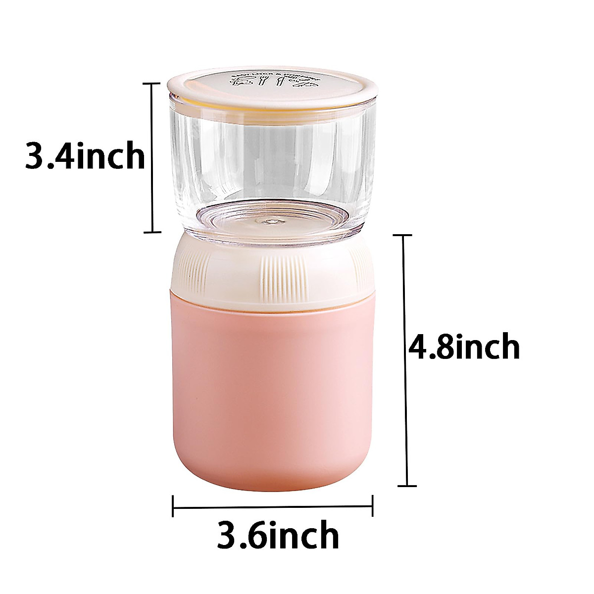 10 oz+13.8 oz Snack Cup, Reusable Overnight Oats Container with Leak-Proof Design, Toppings Compartment, and Dual-Sealing Lid, Portable & Lightweight for Work, Travel, Gym - Dishwasher Safe (Pink)