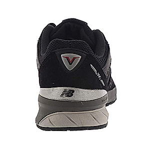 New Balance 990 V5 Lace-Up Sneaker, Black/Silver, 4 Wide US Unisex Big_Kid